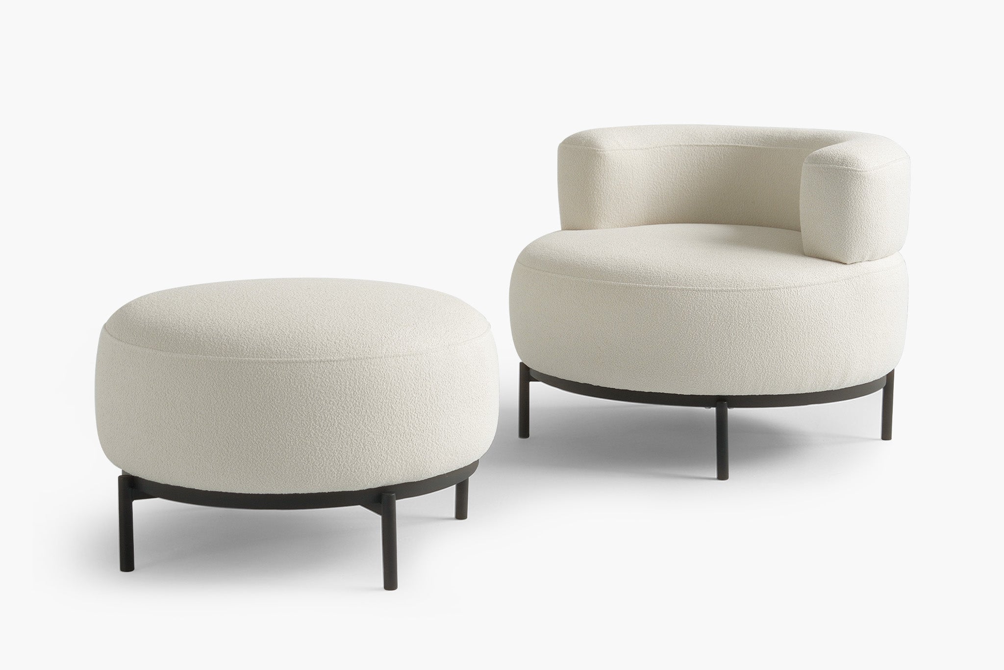 Orla Boucle Round Lounge Chair and Ottoman – Acanva Home
