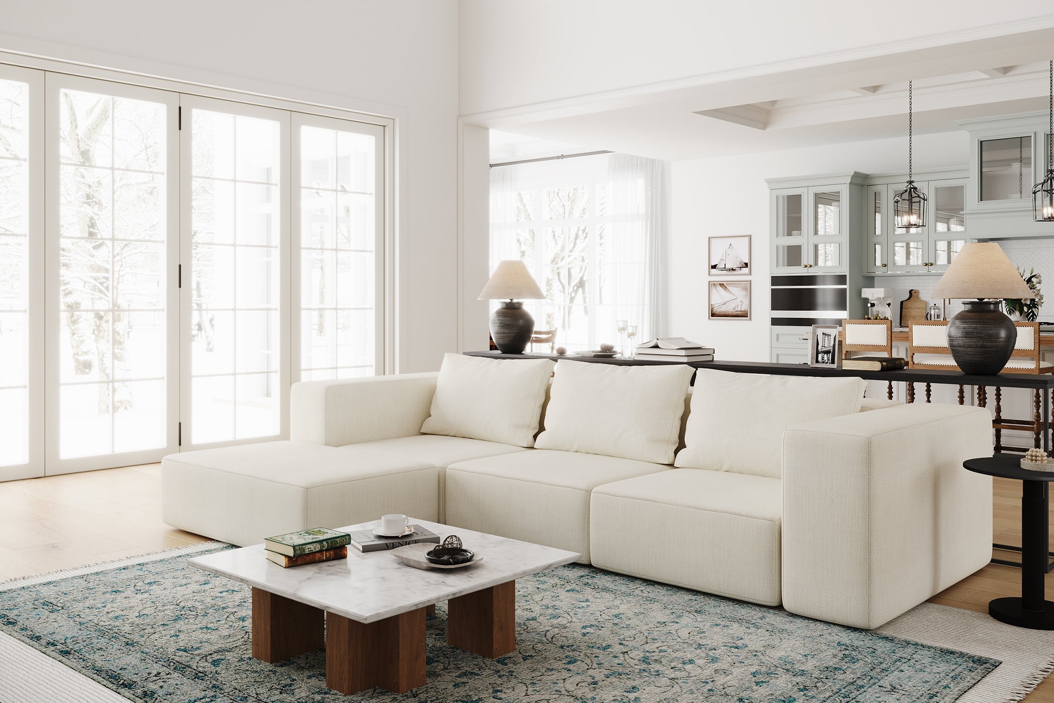 Atlas Extra Large Slipcover Modular Reversible Floor Sectional Sofa By ...