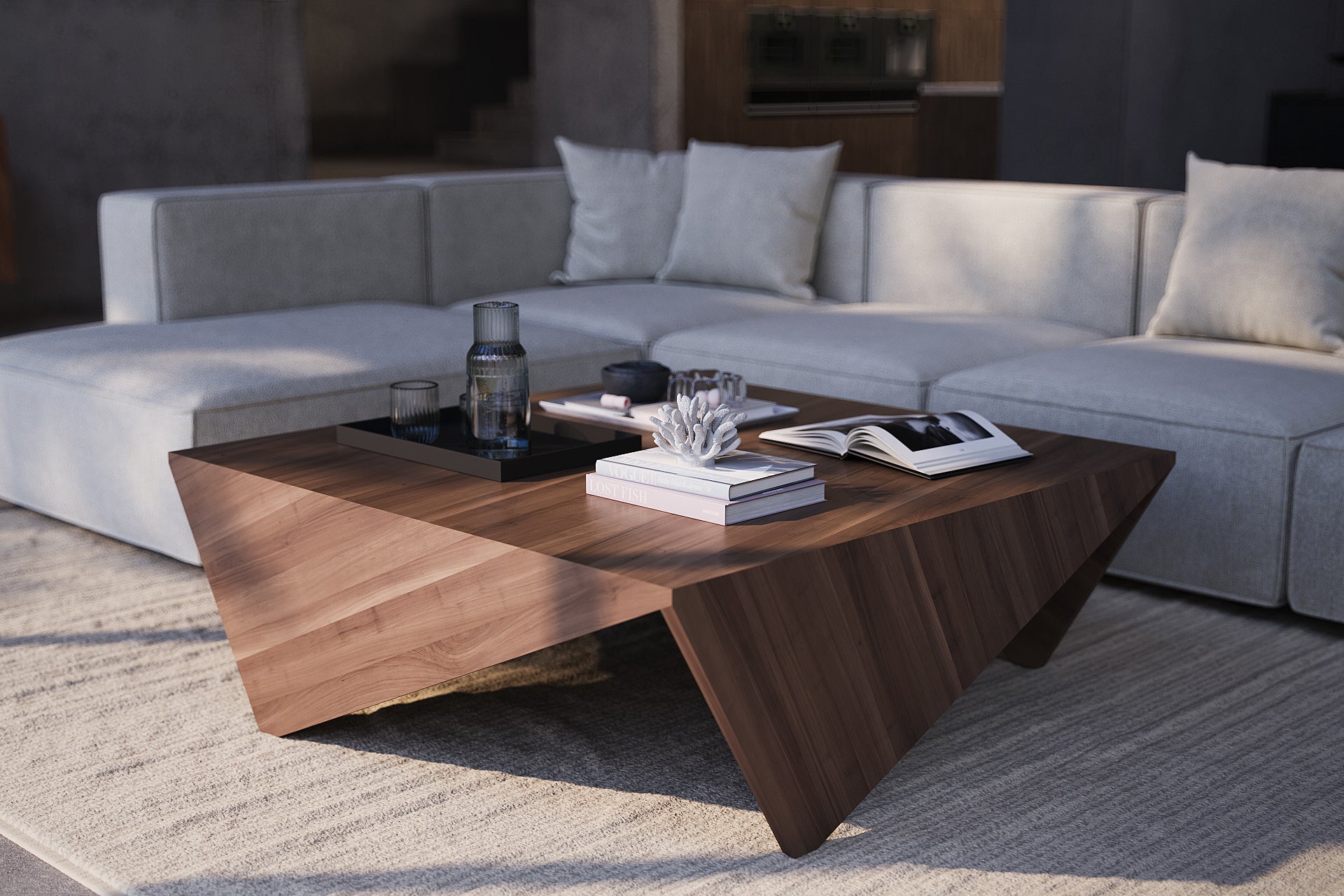 Origami Square Coffee Table | Modern Brown Design – Acanva Home