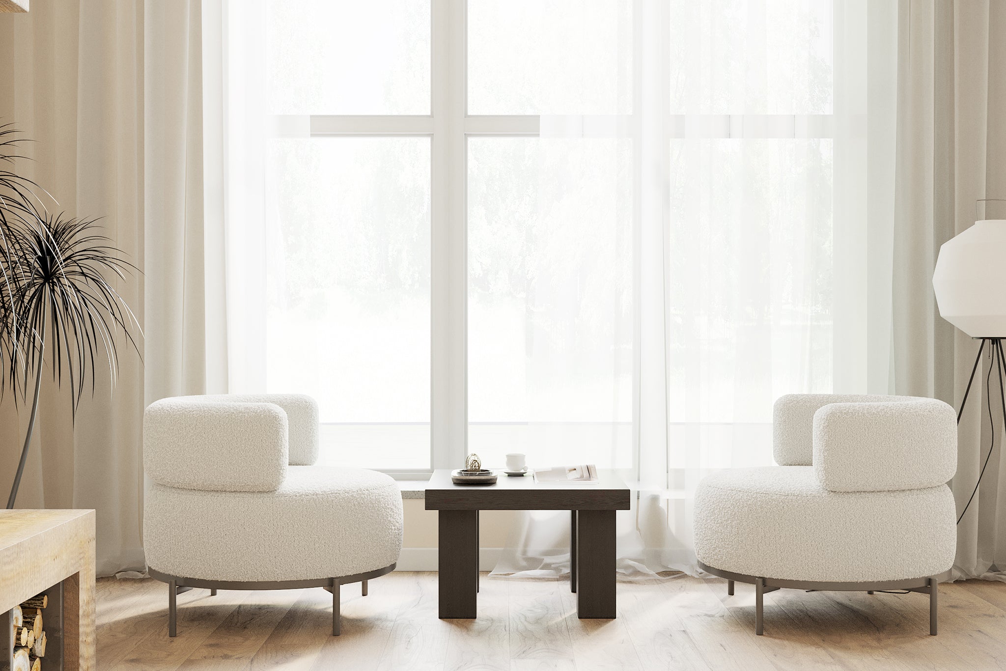 Orla Boucle Round Lounge Chair and Ottoman by Acanva – Acanva Home