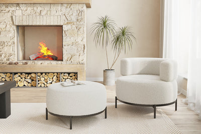 Orla Boucle Round Lounge Chair and Ottoman by Acanva Acanva Home
