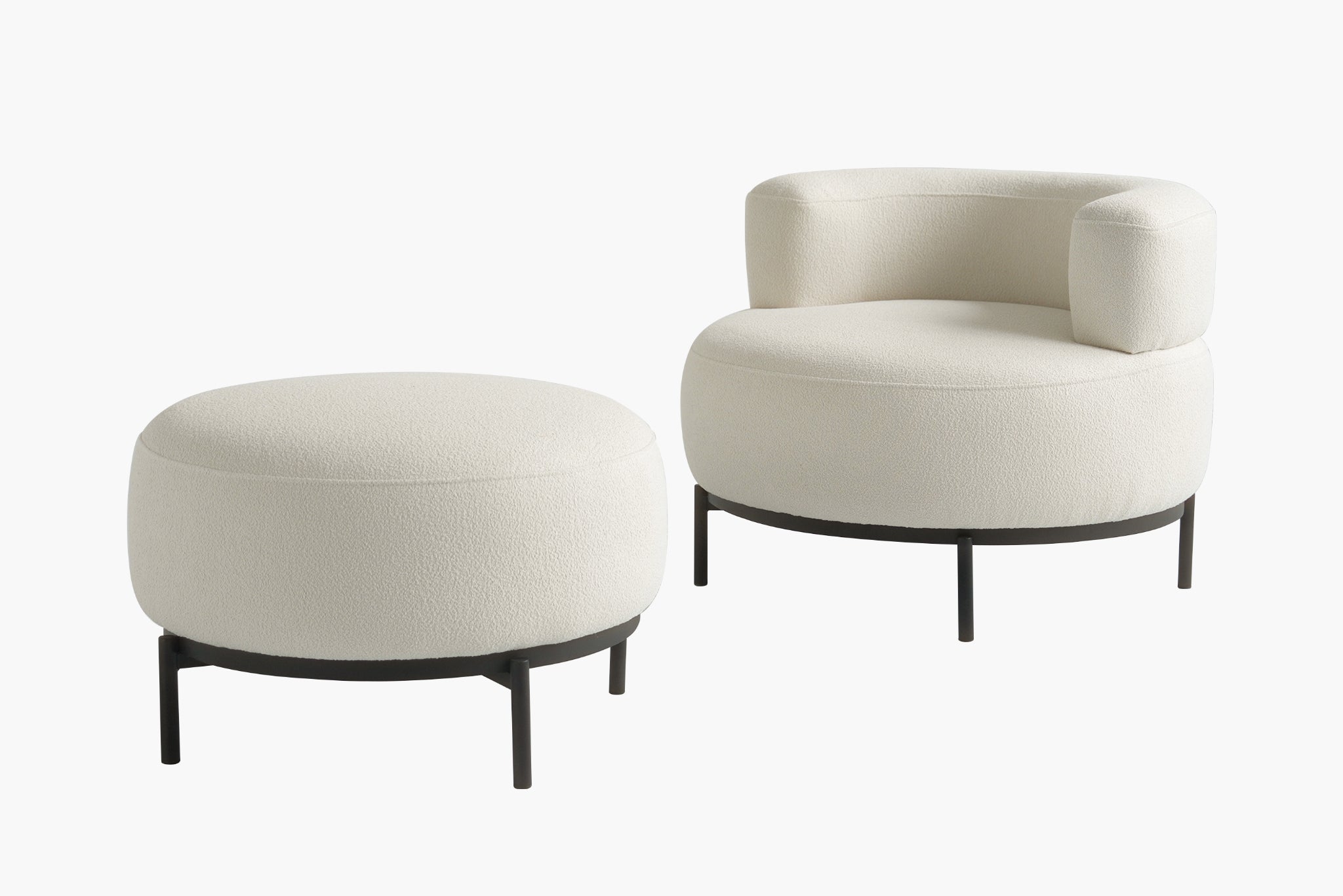 Orla Boucle Round Lounge Chair and Ottoman by Acanva – Acanva Home
