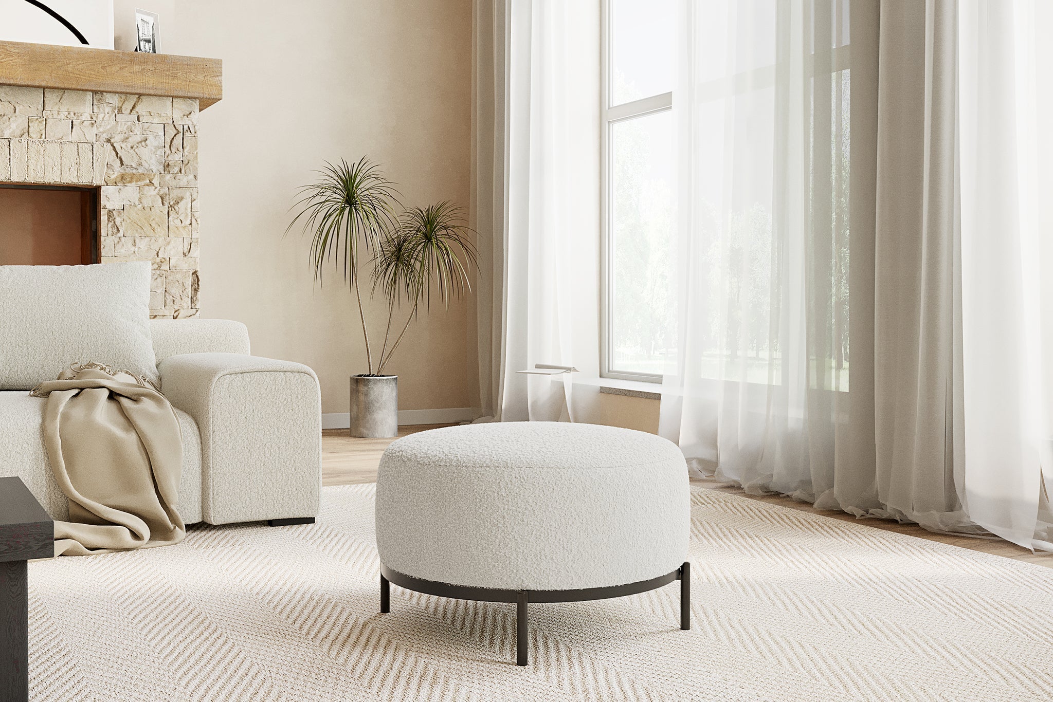 Orla Boucle Round Lounge Chair and Ottoman by Acanva – Acanva Home